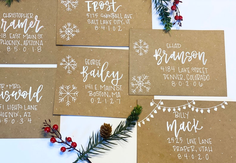 Hand Lettered Holiday Envelopes I Calligraphy I Christmas Card - Etsy