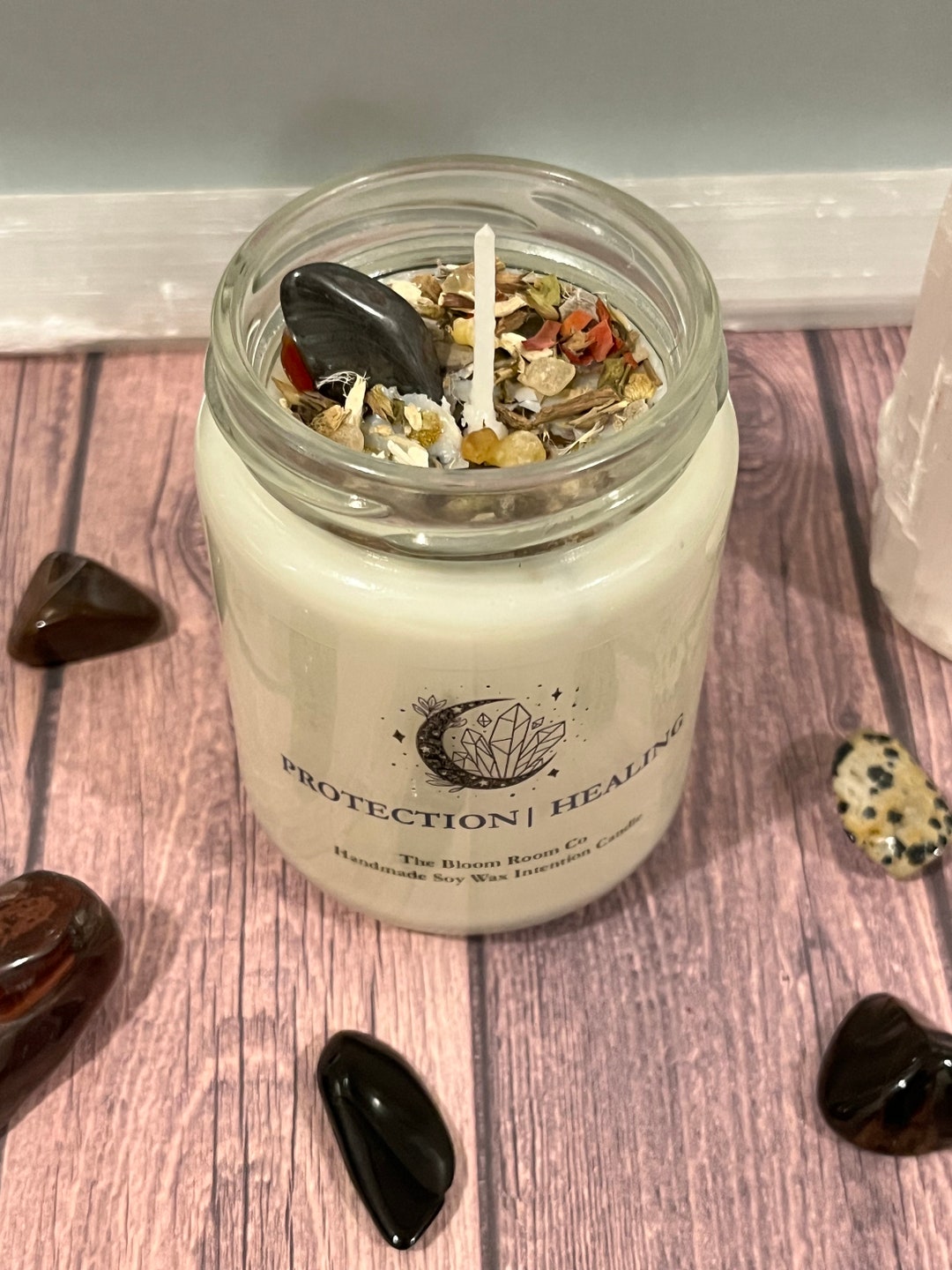 Protection & Healing Intention Candle 8oz~ Herb, Crystal, Incense ...