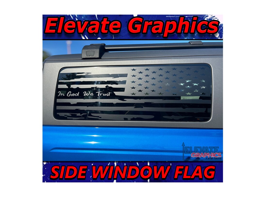 Fits Ford Bronco Side Window Flag With in God We Trust Stripes Auto ...