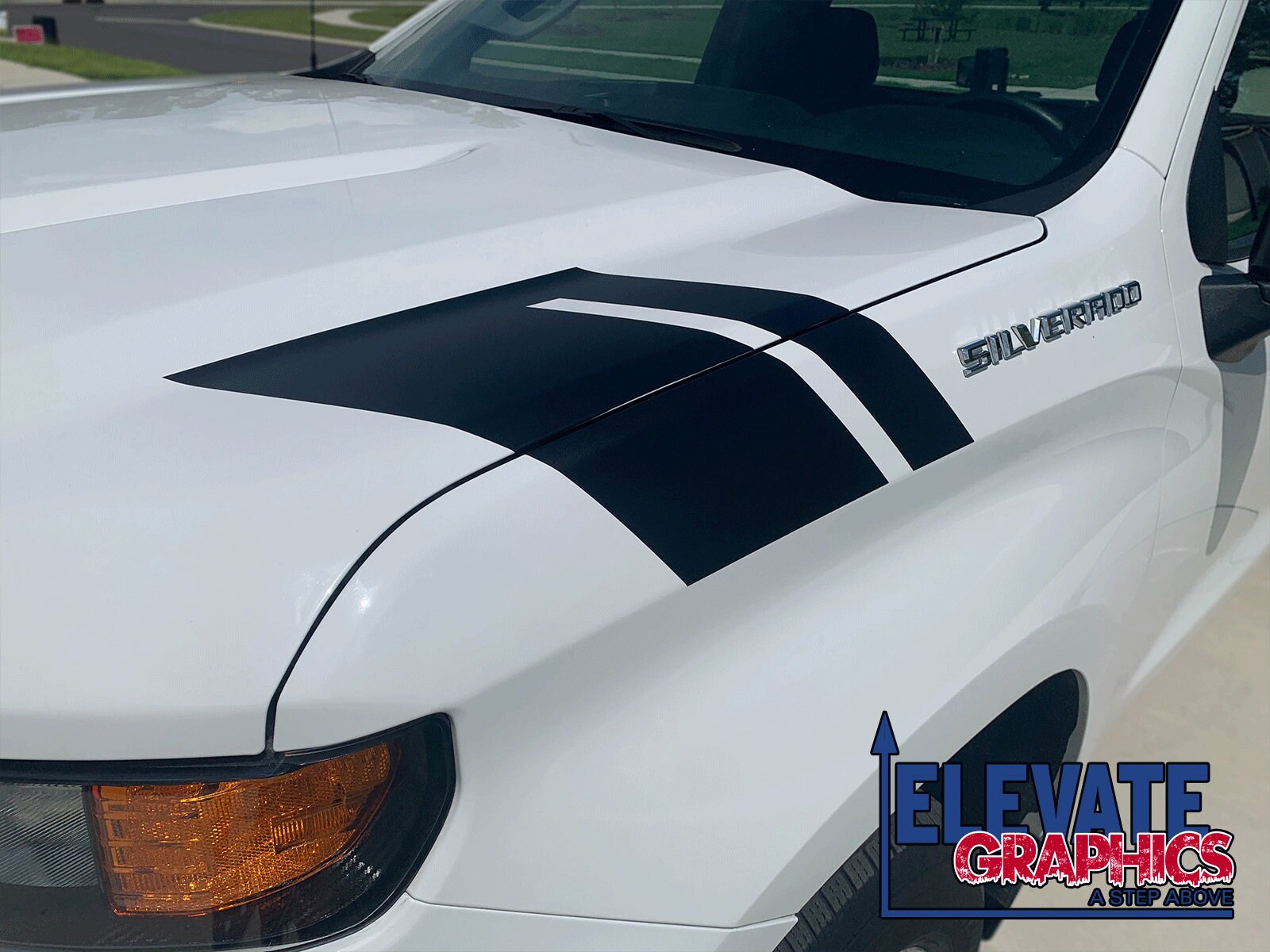 Fits Chevy Silverado Side Hash Mark Graphics Auto Vinyl 3M Stripes Hood ...
