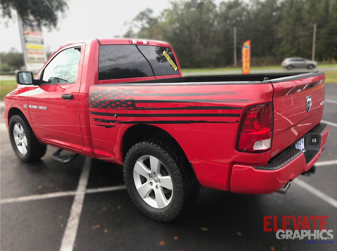 Dodge Ram 1500 Side Ripped Flag Stripes: Auto Vinyl Graphics 3M Decals ...