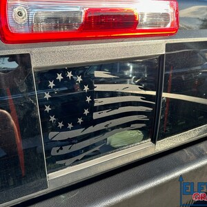 2015-2024 Fits Chevy Colorado Back Sliding Window Ripped Flag Graphics ...