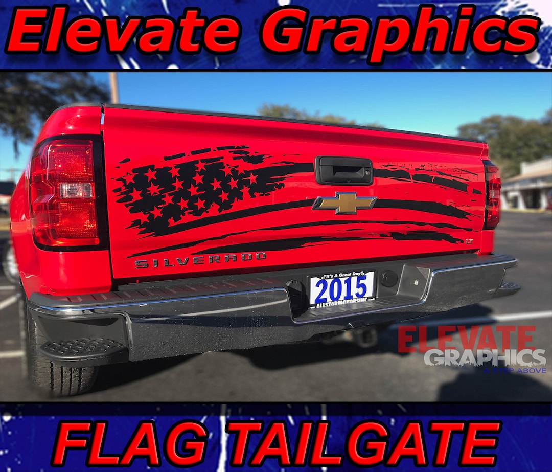 2009-2018 Fits Chevy Silverado Flag Tailgate Stripes Auto Graphics 3M ...