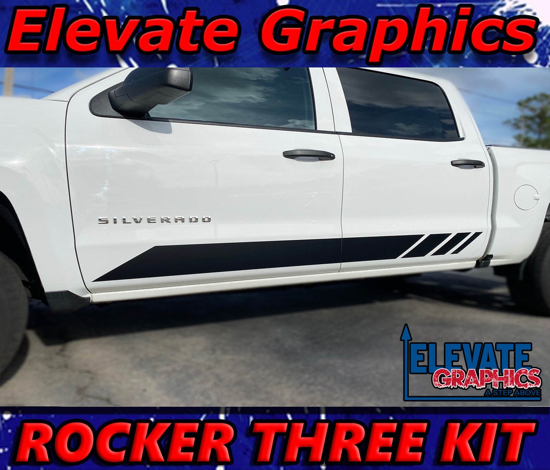 2007-2023 Fits Chevy Silverado Rocker Three Stripes Auto Vinyl Graphics ...