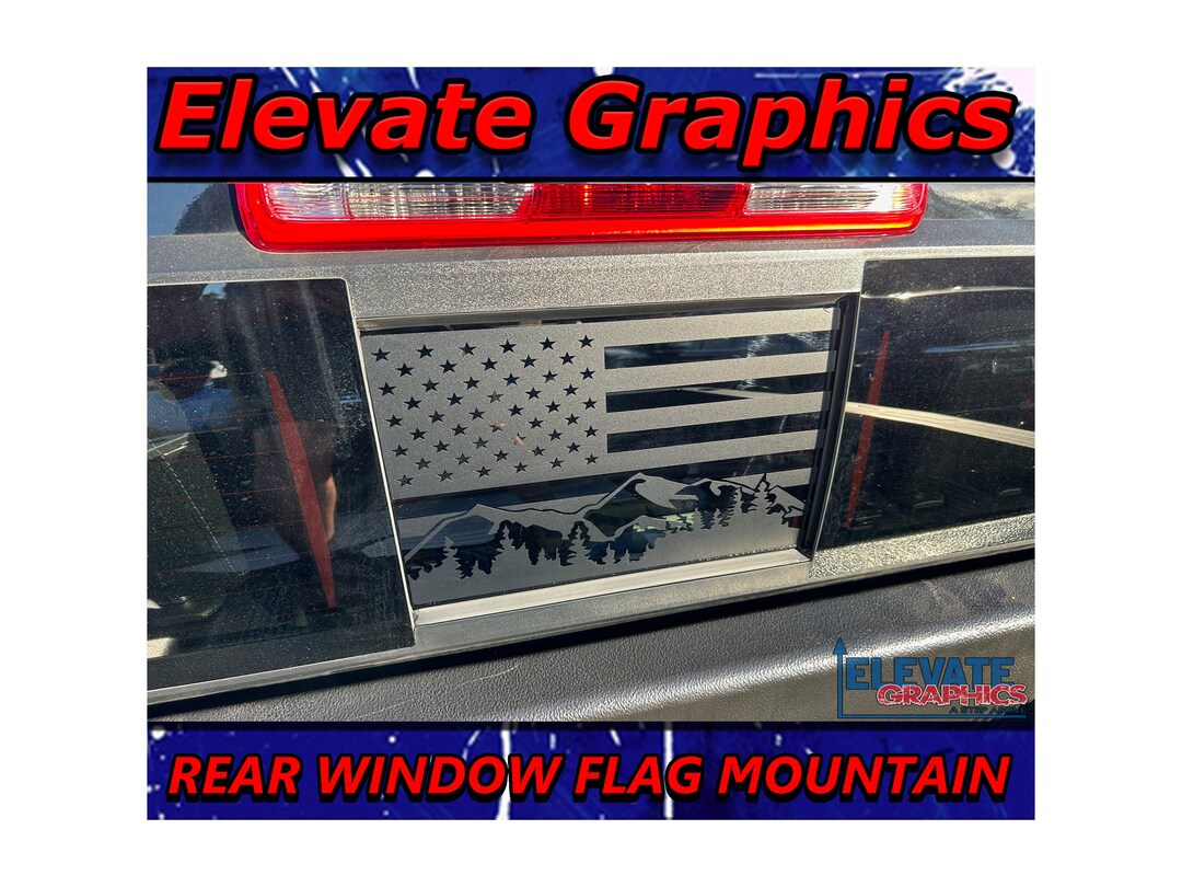 Fits Chevy Colorado Back Sliding Window Flag With Mountain Decal Auto ...