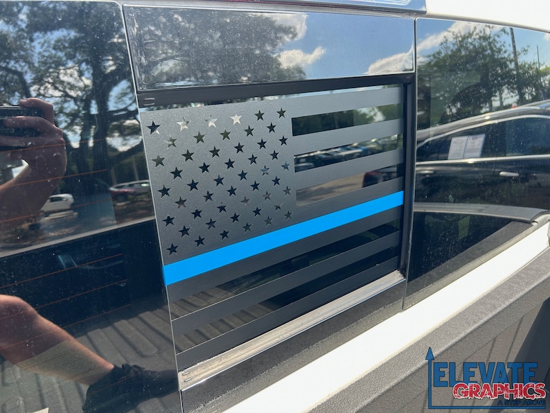 2002-2024 Fits Ram 1500 Rear Sliding Window Clean Flag Mountain Decals ...