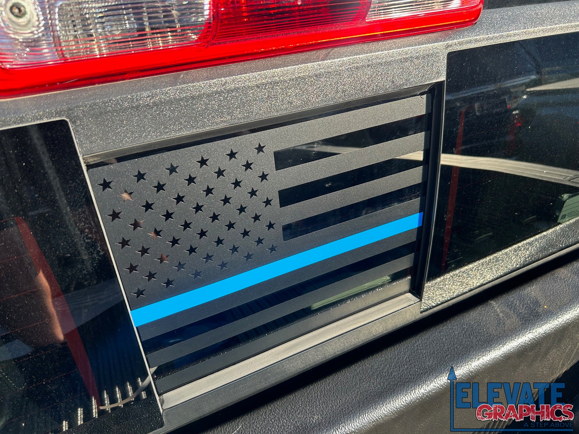 2015-2024 Fits Chevy Colorado Back Sliding Window Ripped Flag Graphics ...