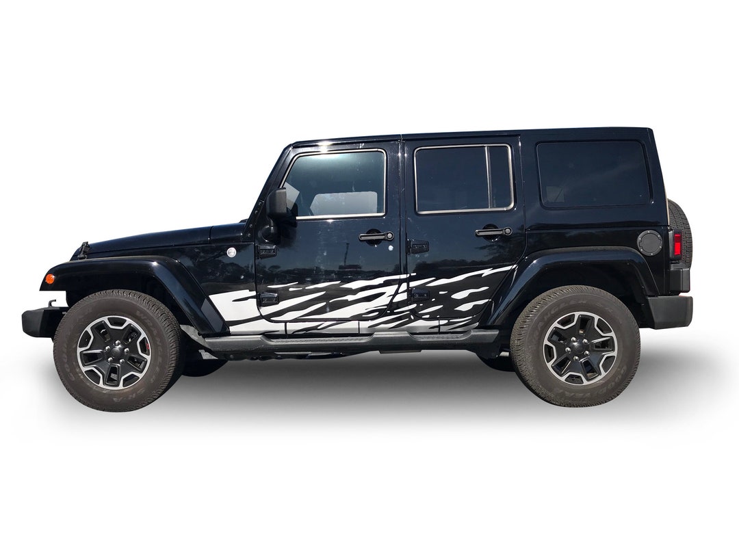 Fits Jeep Wrangler Side Wave Graphics 3M Auto Decals and Stickers Vinyl ...