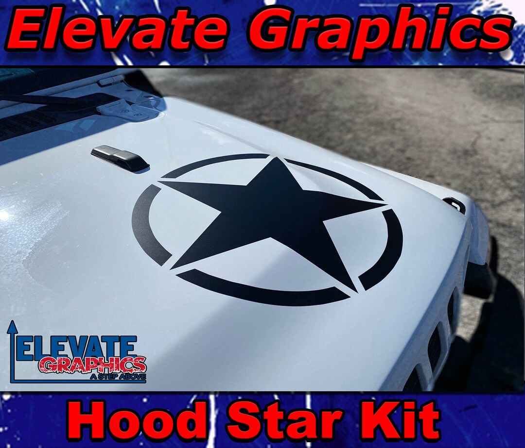 Fits Jeep Gladiator and Wrangler Star Hood Graphic 3M Vinyl Stripe SUV ...