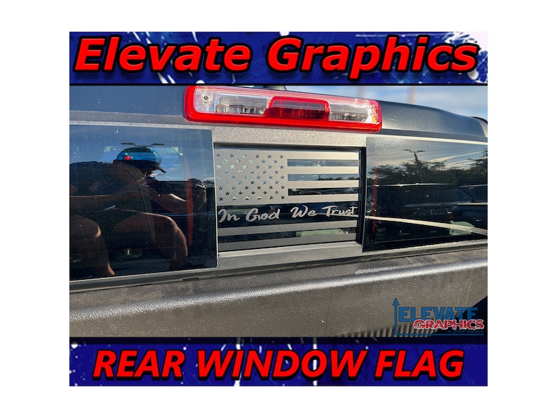 Fits Chevy Colorado Back Sliding Window Flag in God We Trust Decal Auto ...