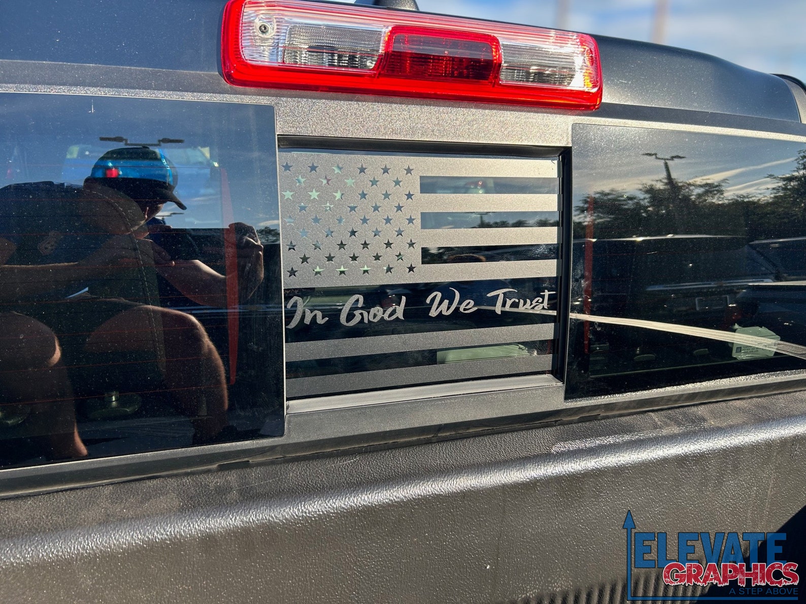 2015-2024 Fits Chevy Colorado Back Sliding Window Ripped Flag Graphics ...