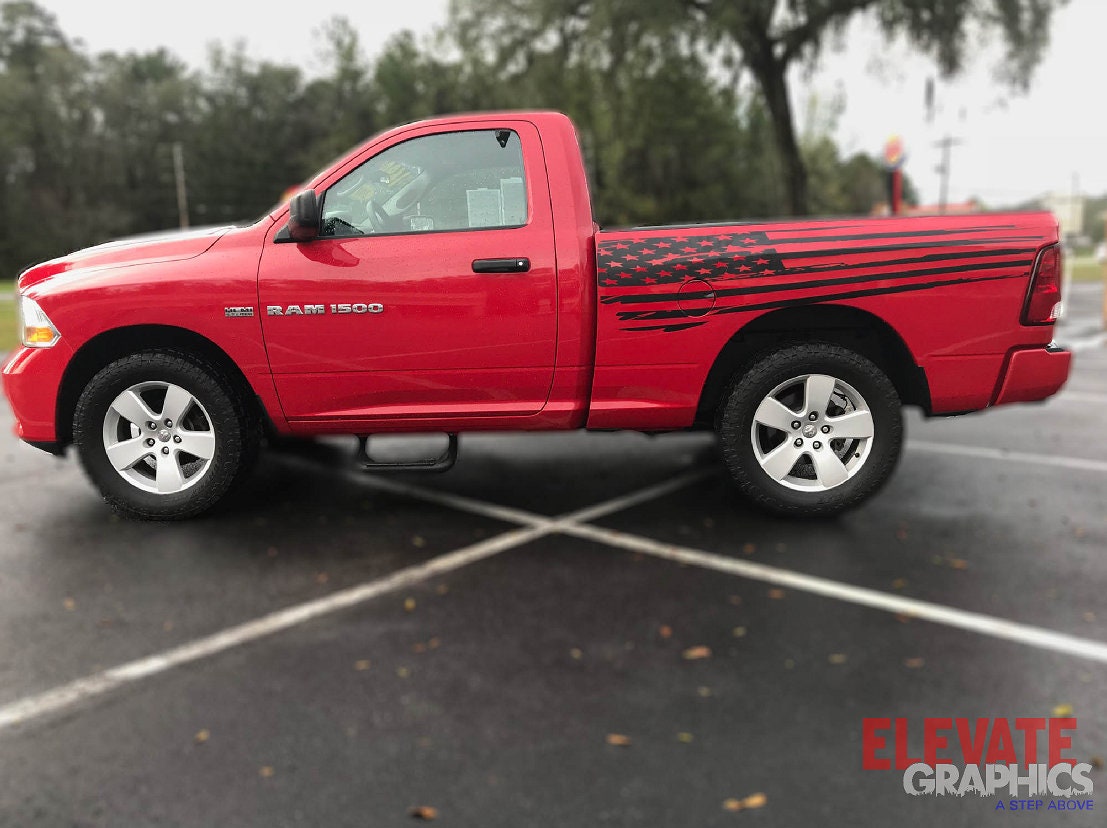 Dodge Ram 1500 Side Ripped Flag Stripes: Auto Vinyl Graphics 3M Decals ...