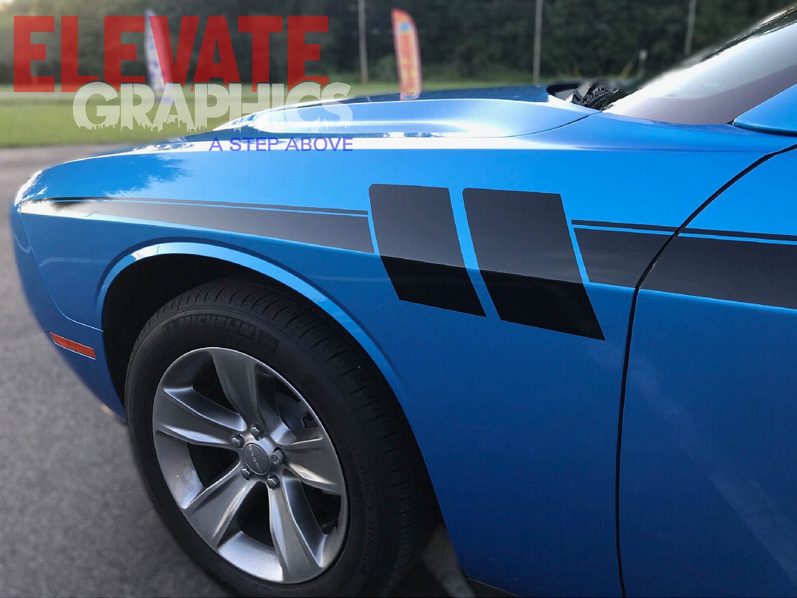 For Dodge Challenger Side Combat Graphics 3M Stripes Auto Vinyl Decals ...
