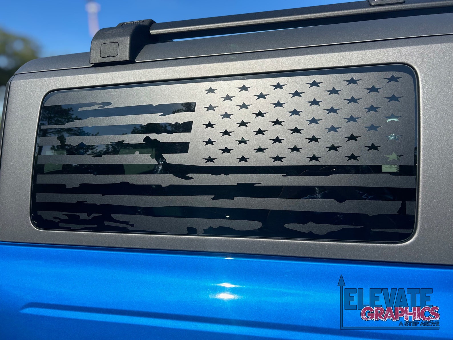 Fits 2021-2024 Ford Bronco Back Window Flag Graphics Auto Vinyl Stripes ...