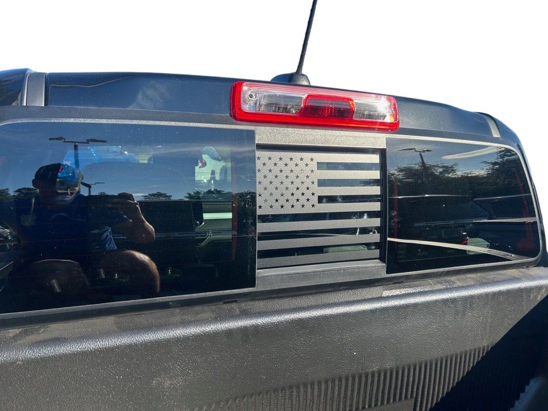 2015-2024 Fits Chevy Colorado Back Sliding Window Clean Flag Graphic ...