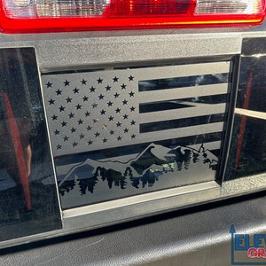 2015-2024 Fits Chevy Colorado Back Sliding Window Ripped Flag Graphics ...