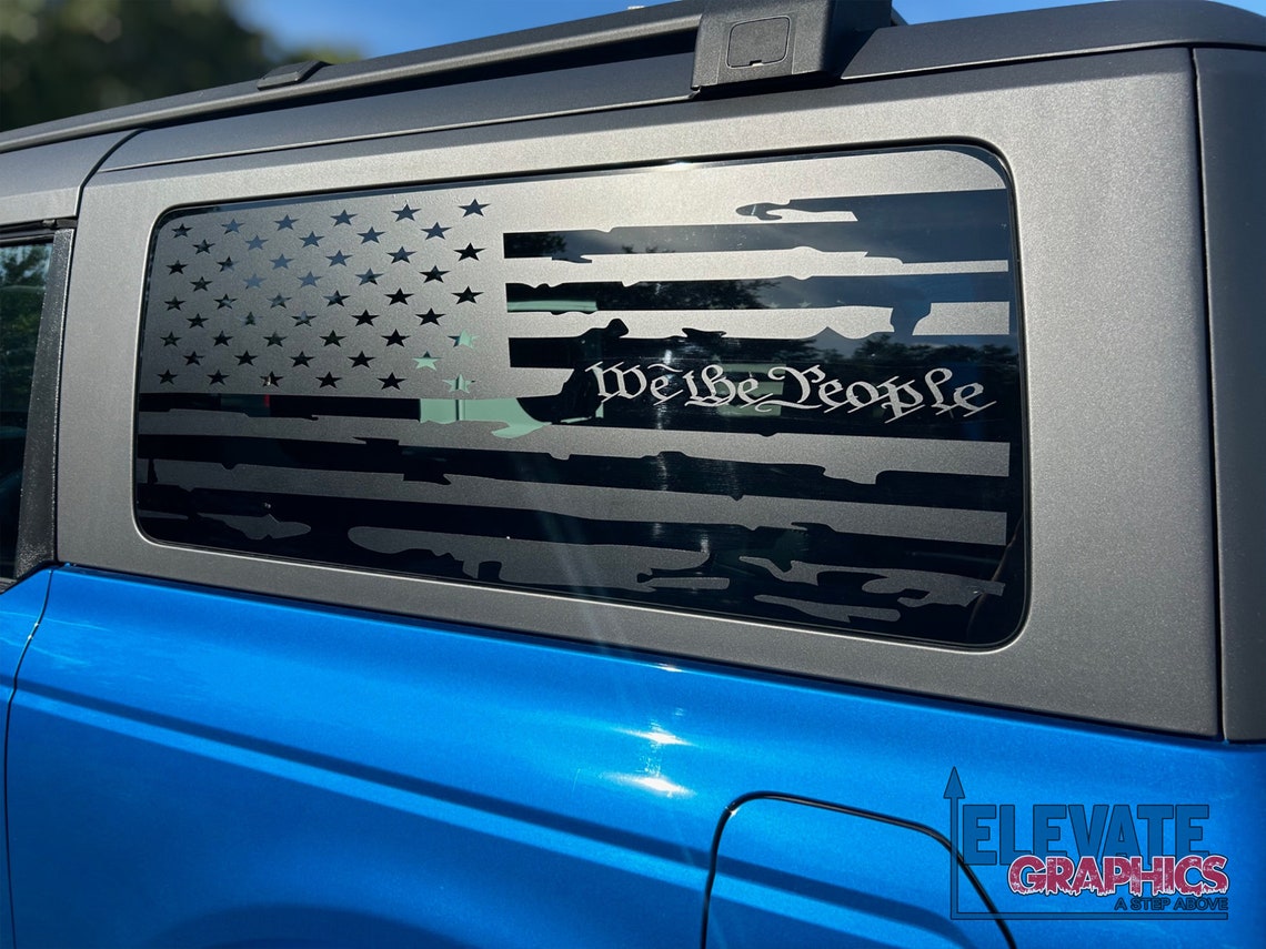 Fits 2021-2024 Ford Bronco Side Window Flag With in God We Trust Decals ...