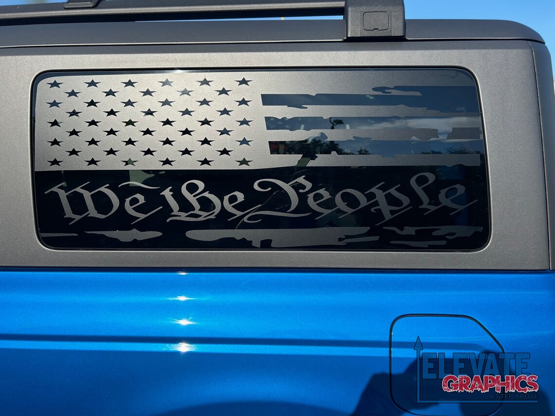 Fits 2021-2024 Ford Bronco Side Window Flag With in God We Trust Decals ...
