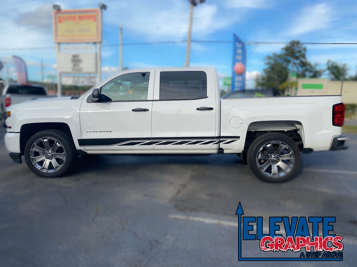 Fits Chevy Silverado Side Rocker Two Graphics Auto Vinyl Stripes 3M ...