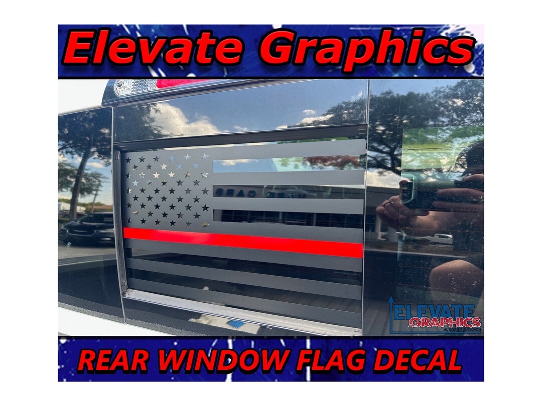 Fits Ram 1500 Back Sliding Window Clean Flag With Red Line Stripes Auto ...