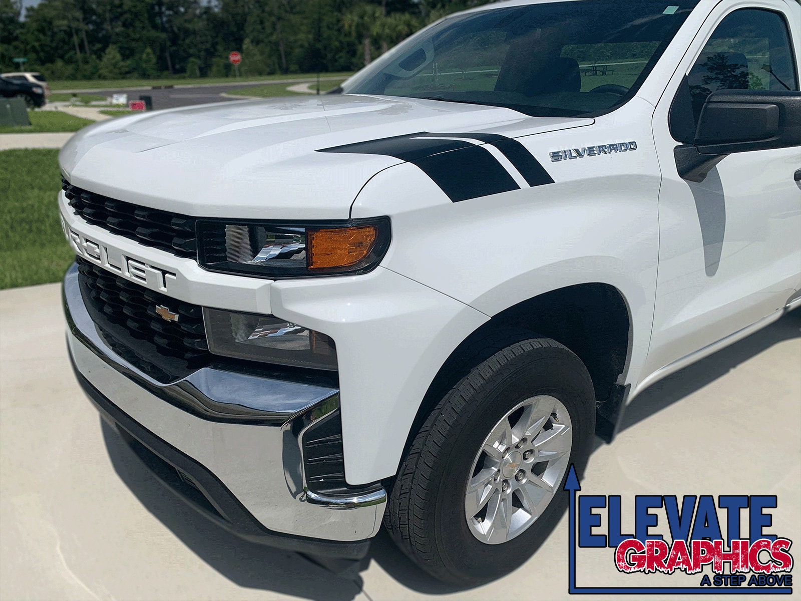 Fits Chevy Silverado Side Hash Mark Graphics Auto Vinyl 3M Stripes Hood ...