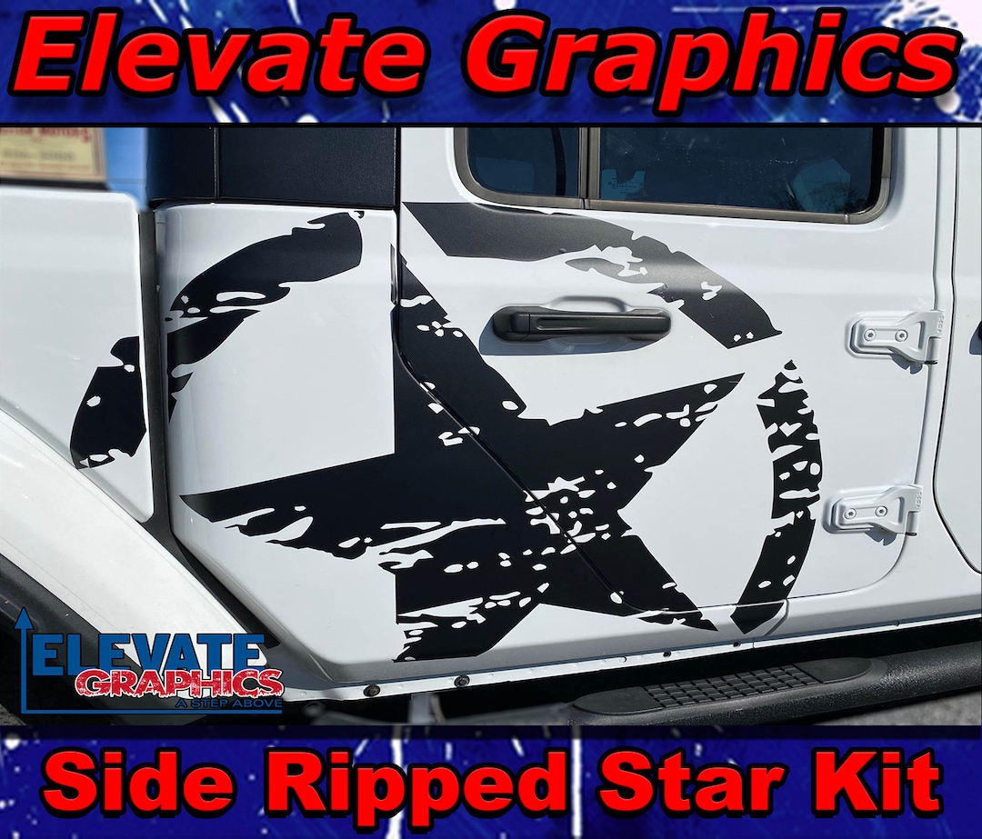 Fits Jeep Gladiator Side Ripped Star Graphics 3M Vinyl Stripes SUV ...