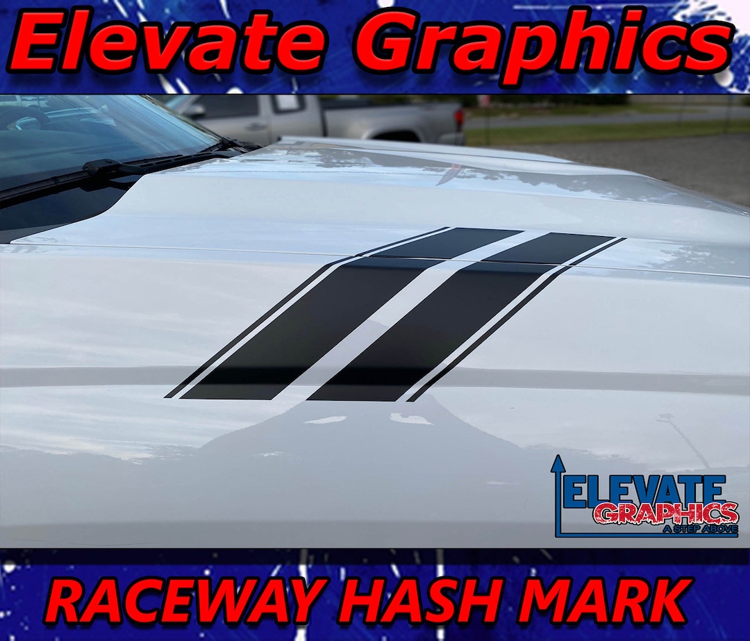 2000-2023 Fits Chevy Silverado Side Hood Hash Mark Stripes Auto Vinyl ...