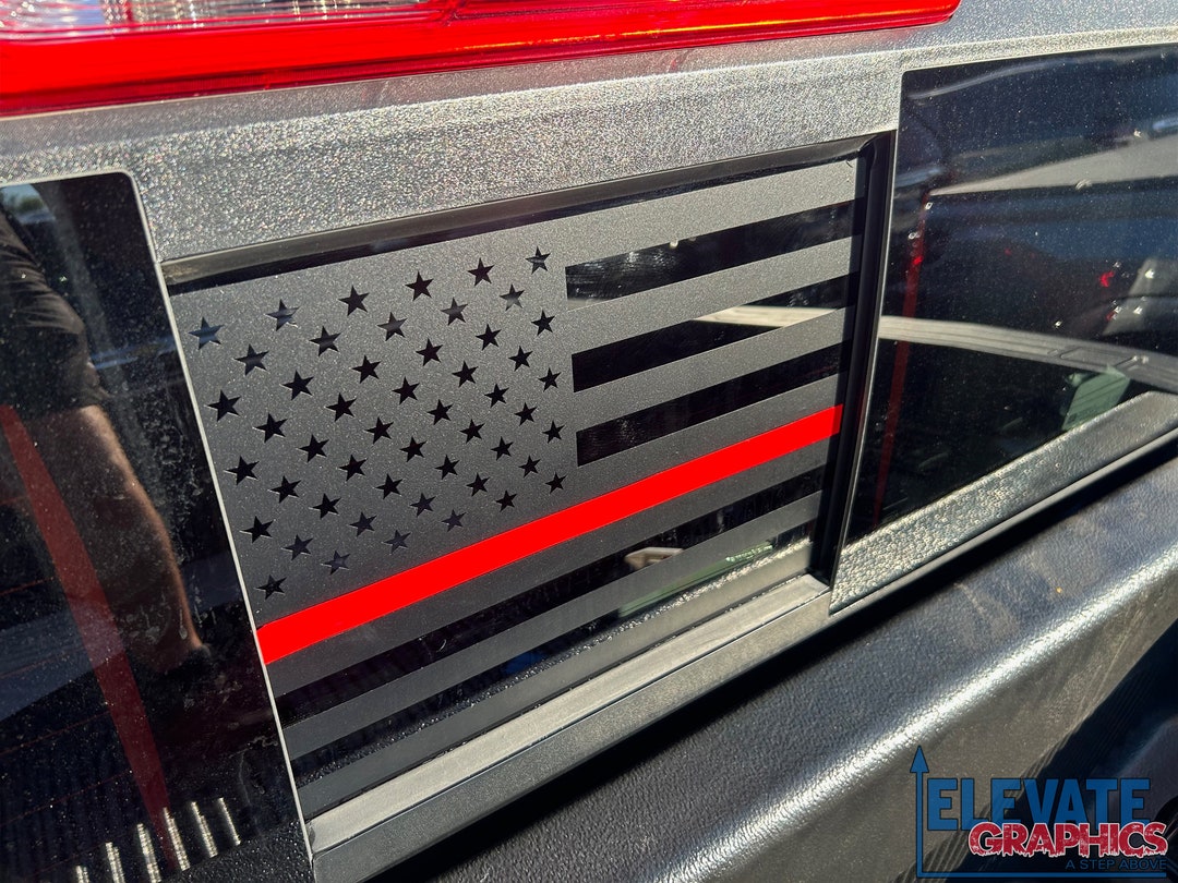 2015-2024 Fits Chevy Colorado Back Sliding Window Flag With Red Line ...