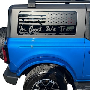 Fits 2021-2024 Ford Bronco Side Window Flag With in God We Trust Decals ...