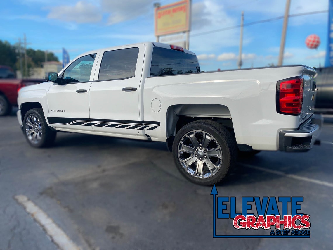 Fits Chevy Silverado Side Rocker Two Graphics Auto Vinyl Stripes 3M ...