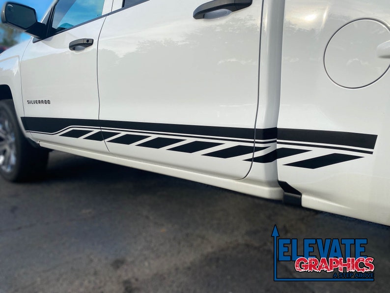 Fits Chevy Silverado Side Rocker Two Graphics Auto Vinyl Stripes 3M ...