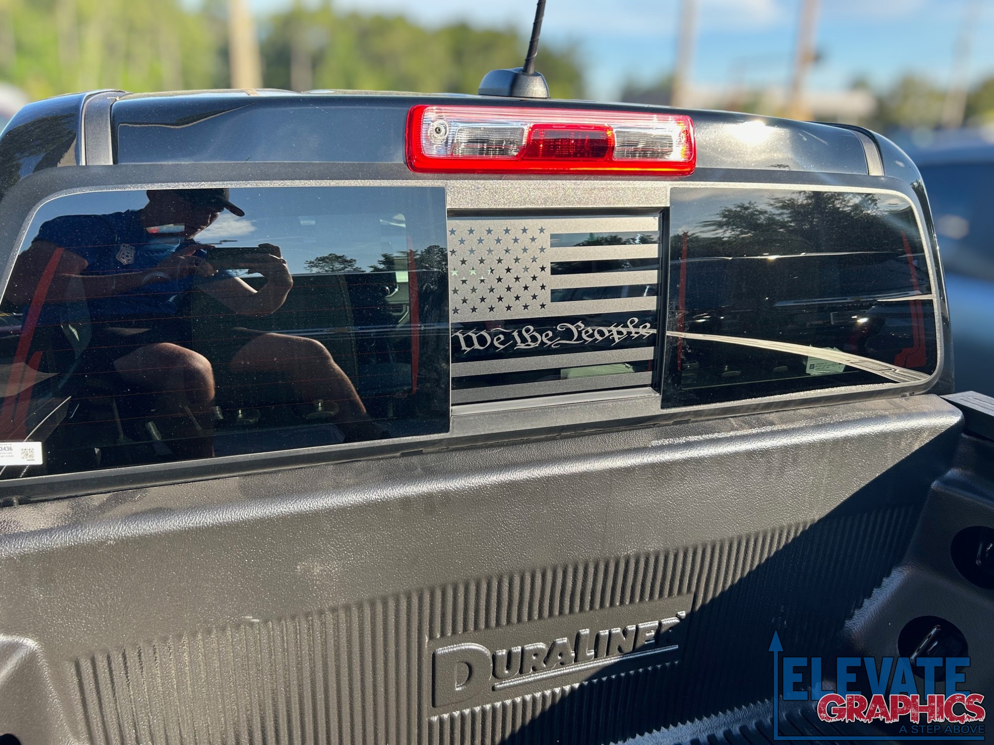 2015-2024 Fits Chevy Colorado Back Sliding Window Clean Flag Graphic ...