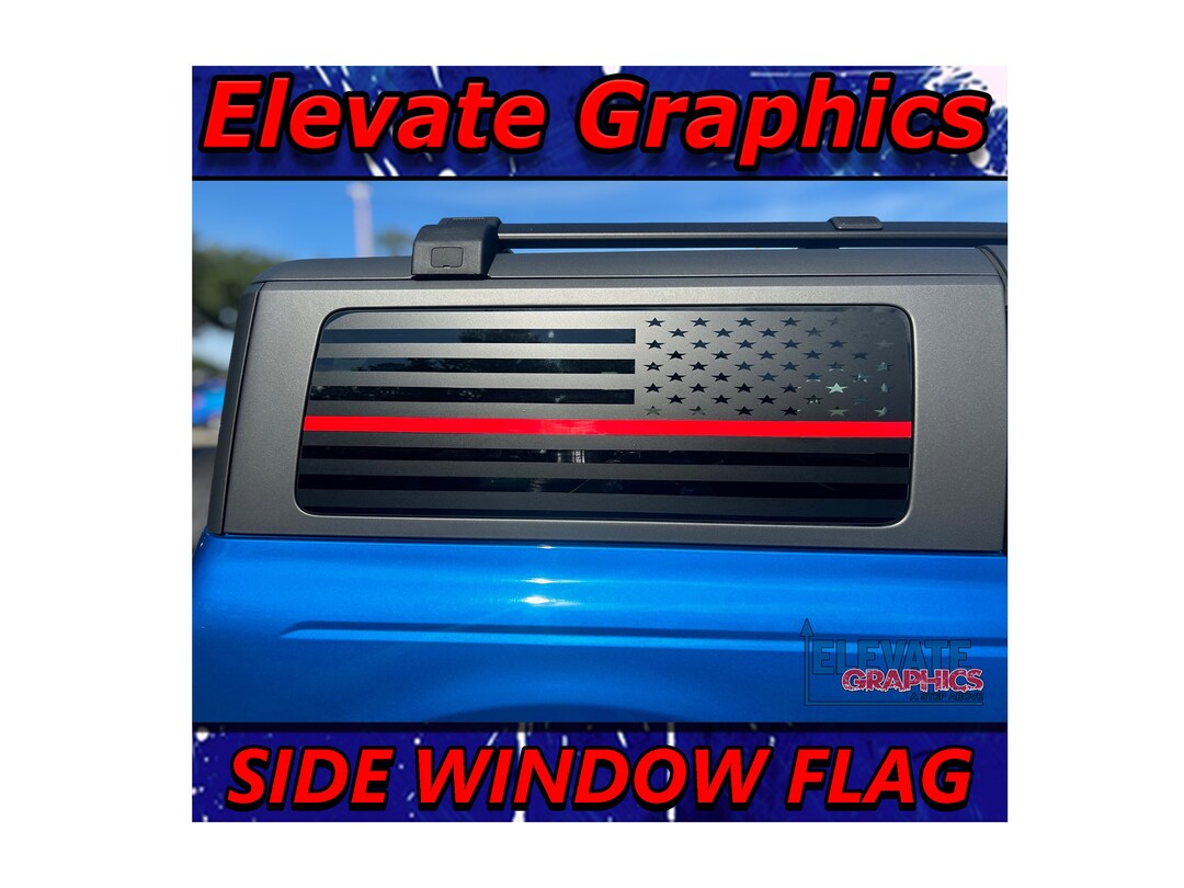 Fits Ford Bronco Side Window Flag With Red Line Decals Auto Vinyl ...