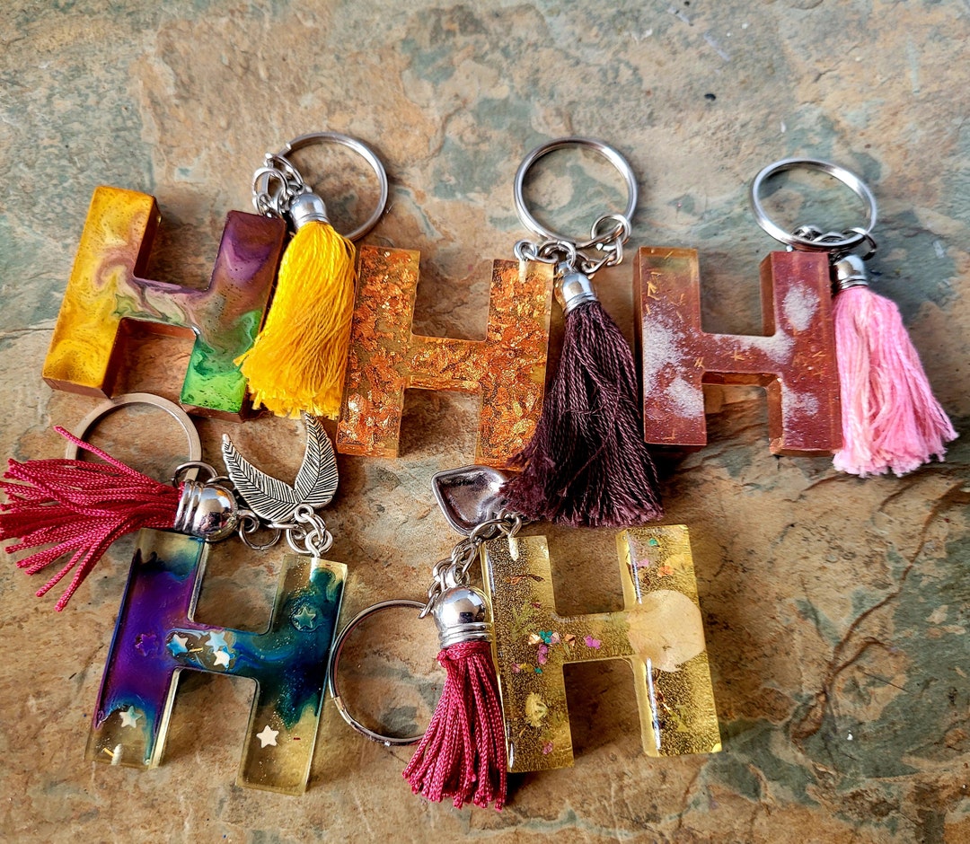 Resin Letter H Keyring, With Handmade Tassel. Custom Made Original ...