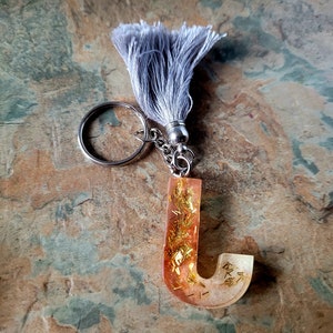Resin Letterj Keyring, With Handmade Tassel. Custom Made Original Epoxy ...