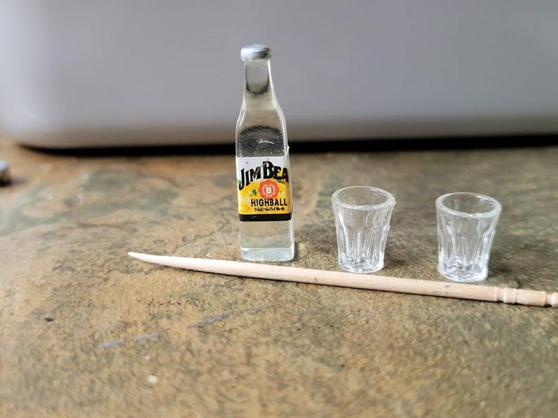 Miniature Beer Bottle & Mugs Set: Dollhouse Bar Decor, Fairy Garden ...