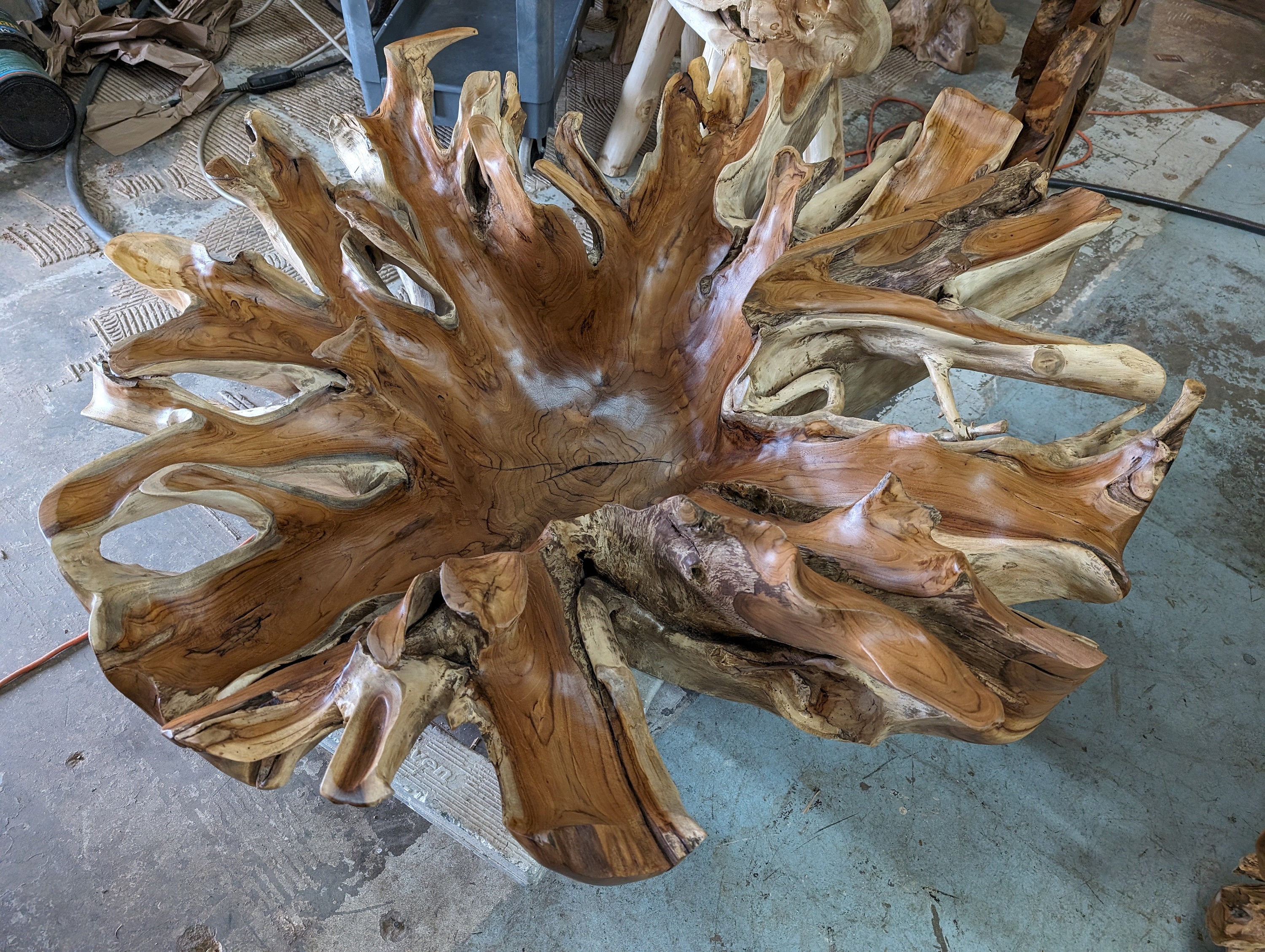 Round Teak Root Coffee Table Base Teak Driftwood Accent Table Teak ...