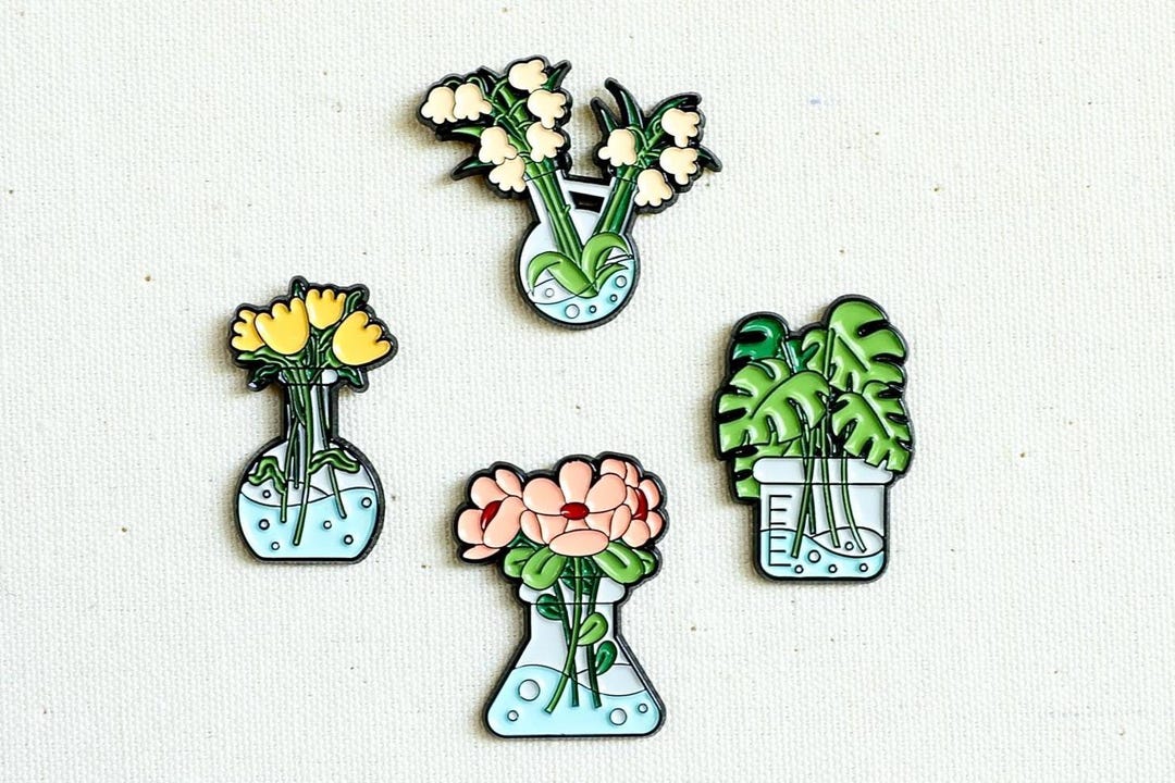 Indoor Plant and Flowers Enamel Pin - Punky Pins｜pin Badge｜badges Funny ...