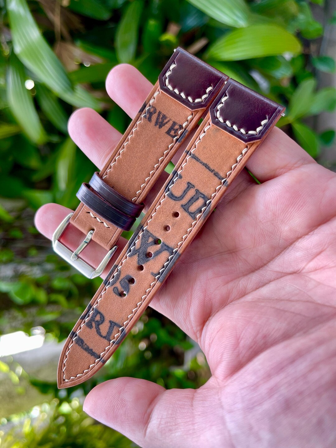 Reverse Horween Shell Cordovan Watch Strap, Pre-installed Quick Release ...