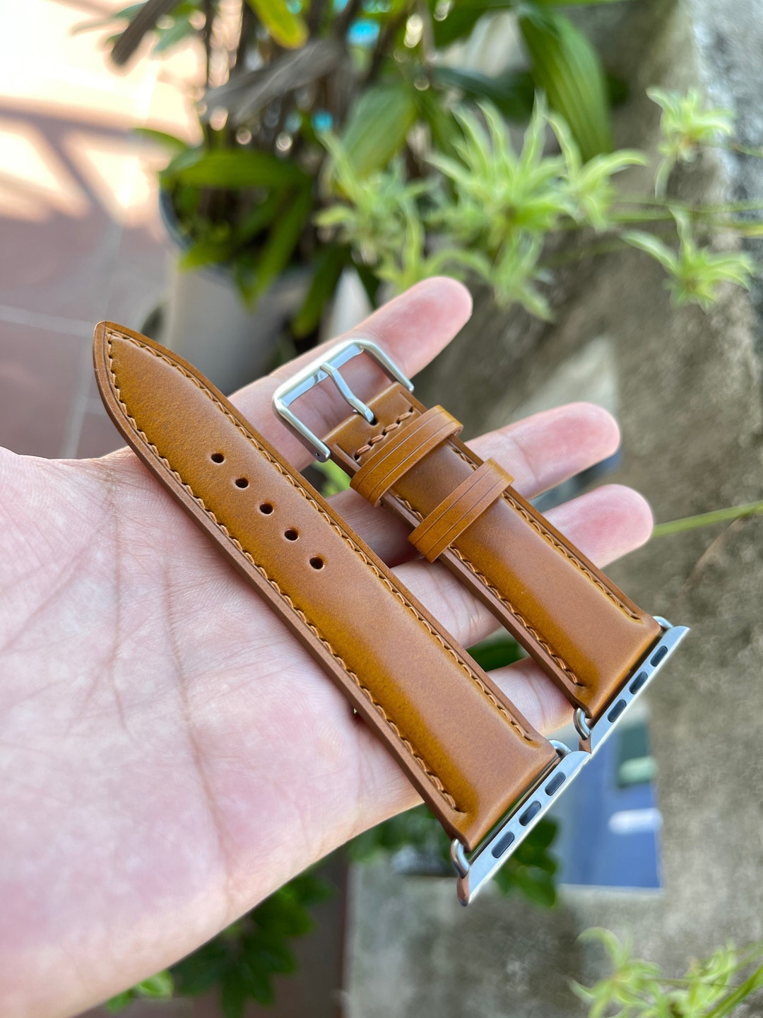 Camel shell cordovan leather watch strap in all sizes with - Etsy Portugal