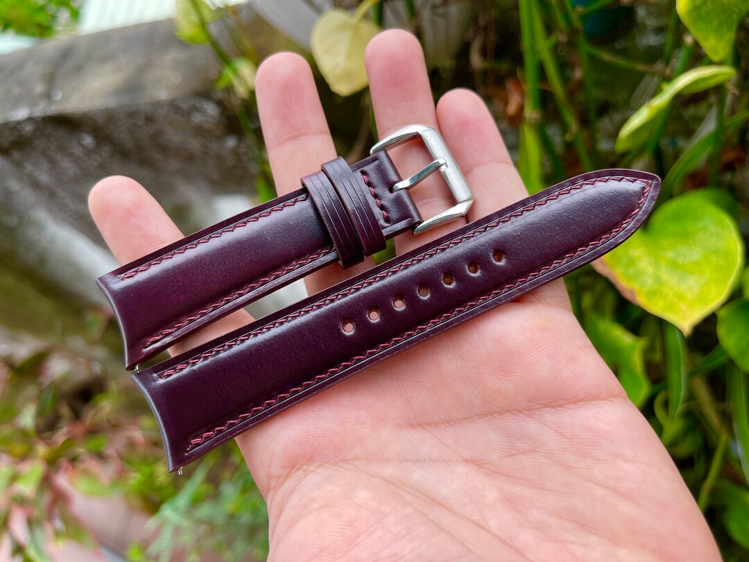 Curved End Shell Cordovan Watch Strap, Custom Made in All Sizes With ...