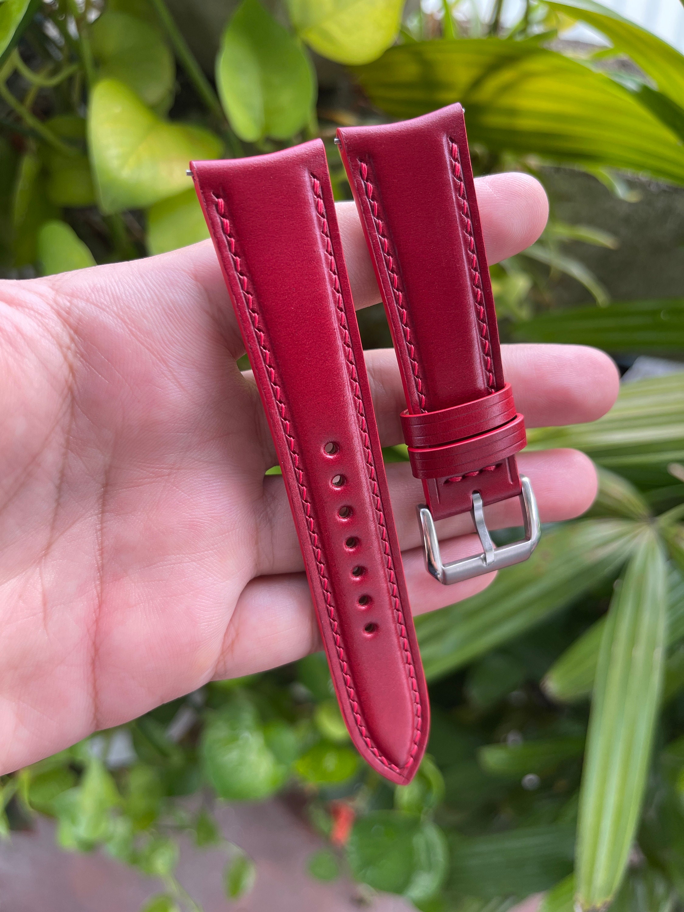 Curved End Shell Cordovan Watch Strap: Custom Sizes, Quick Release - Etsy