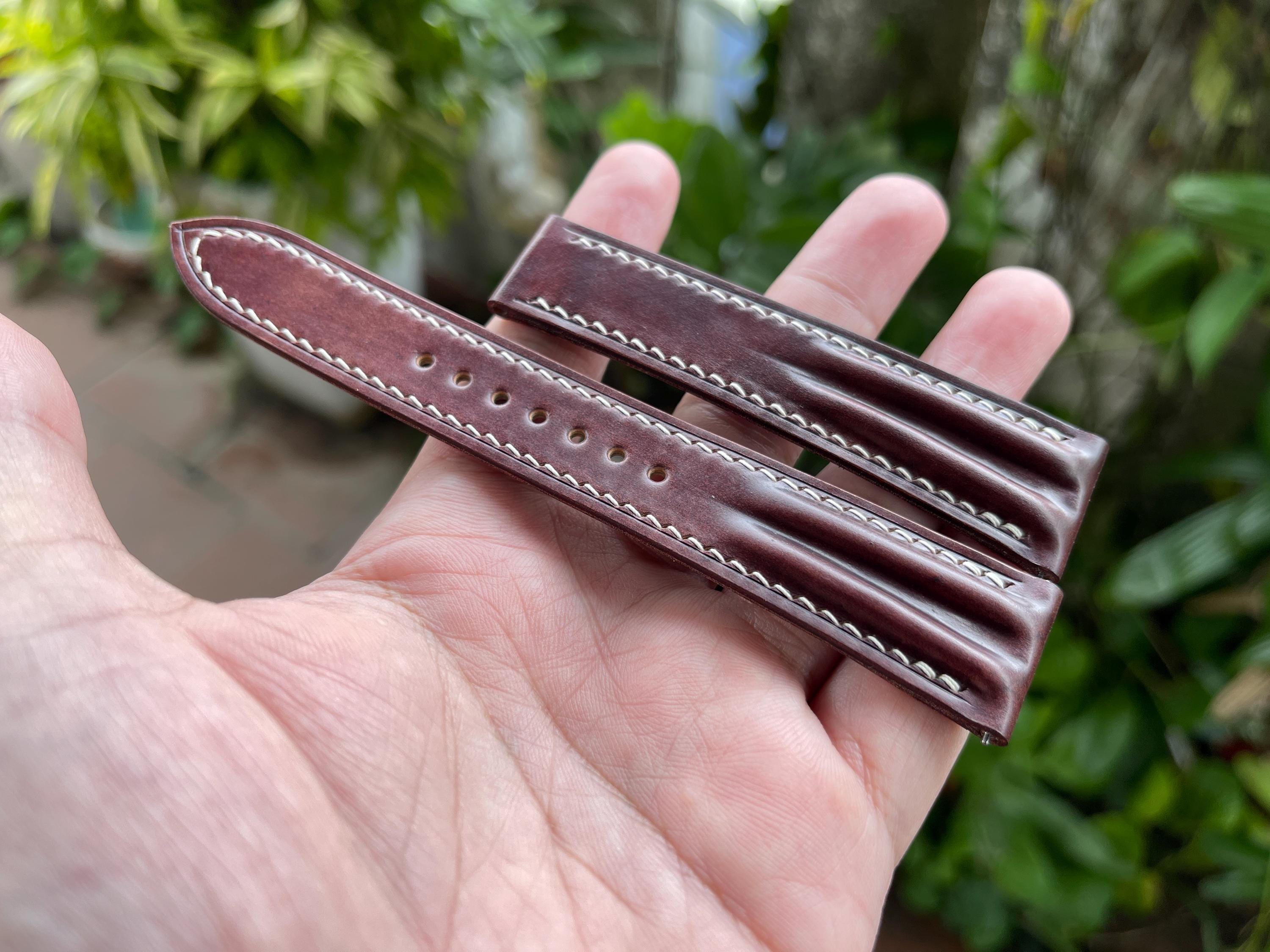 Horween Double Ridge Shell Cordovan Watch Strap, Pre-installed Quick ...