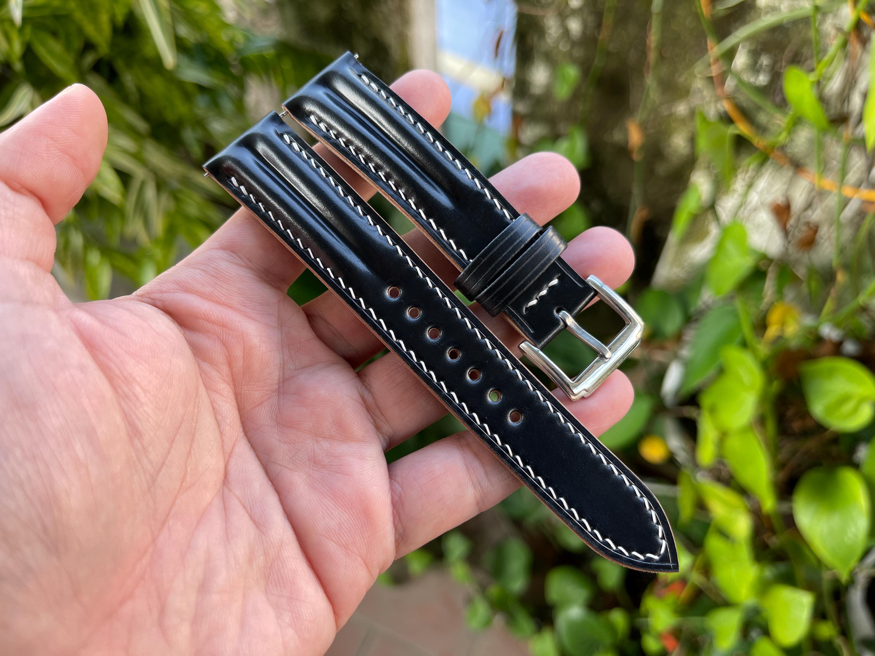 Horween Double Ridge Shell Cordovan Watch Strap, Pre-installed Quick ...