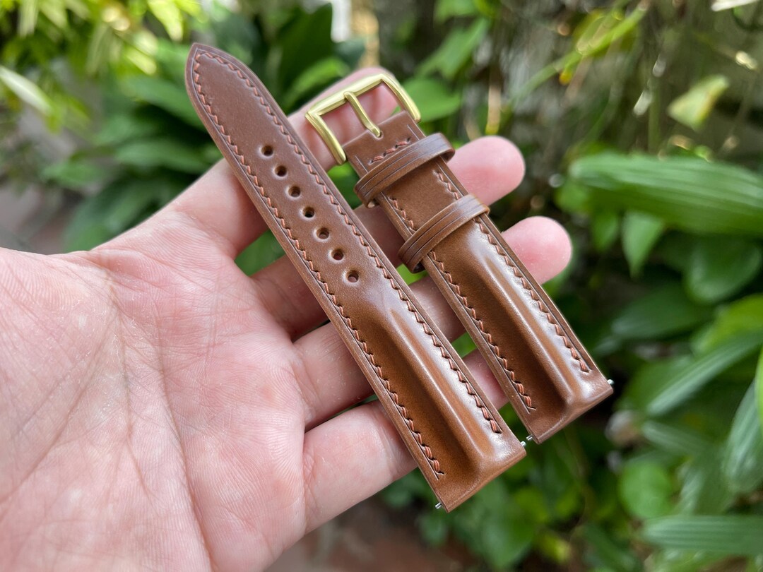Horween Single Ridge Shell Cordovan Watch Strap, Pre-installed Quick ...