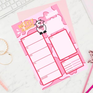 PINK COW PLANNER Cute Printable Planner Cow Print Organiser - Etsy