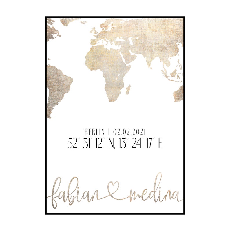 Personalized Mural / World Map / Coordinates / Home / Gift | Etsy