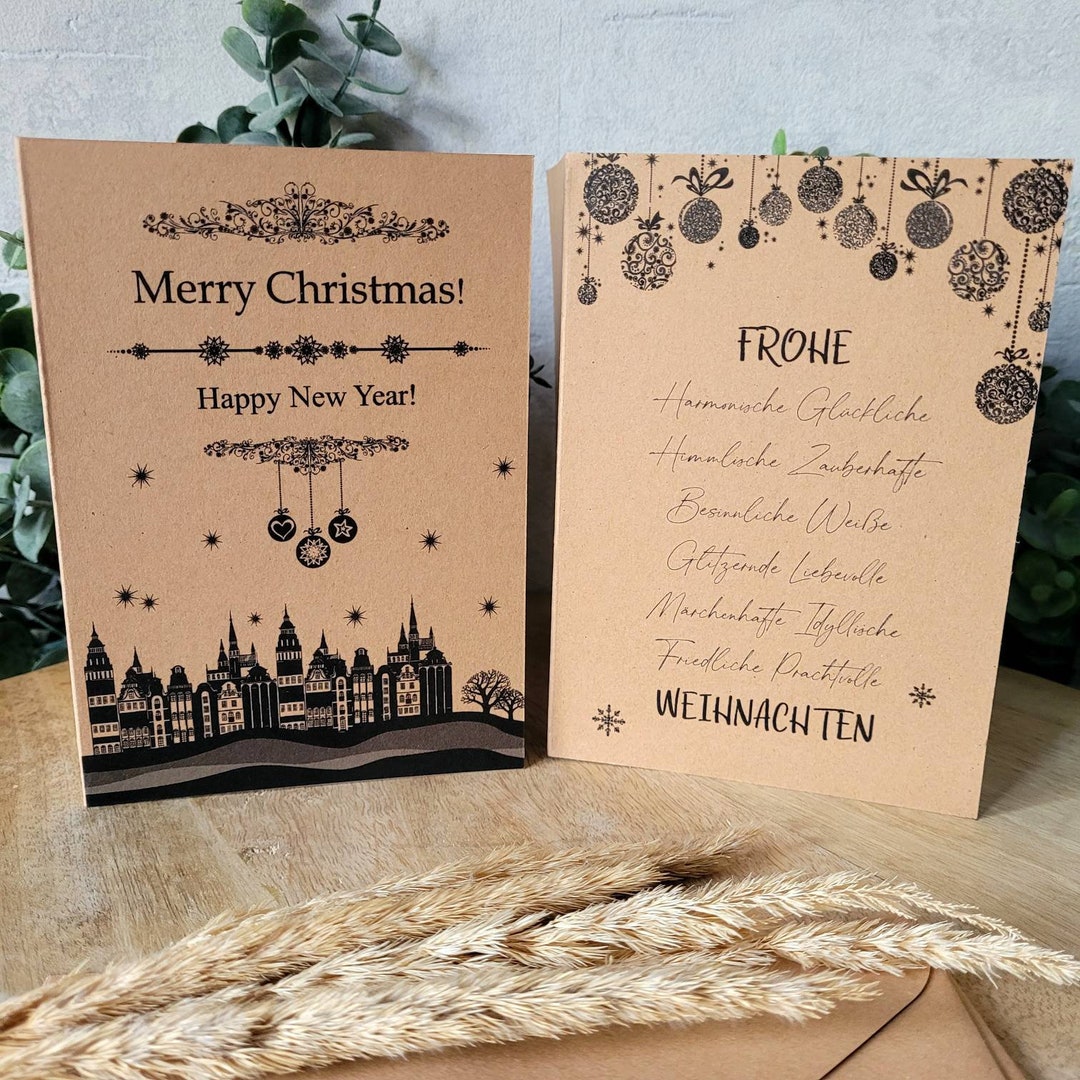 Set of 2 Christmas Cards Greeting Cards Christmas Folding - Etsy