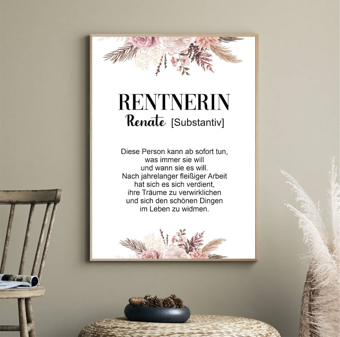 Personalisiertes Wandbild / Definition Rentnerin / Geschenk Ruhestand ...