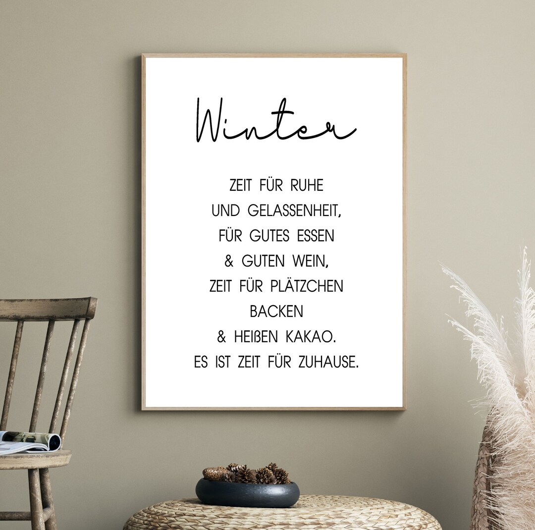 Poster Spruch Winter / Weihnachten Winter / Bild Wohnzimmer / Geschenk ...
